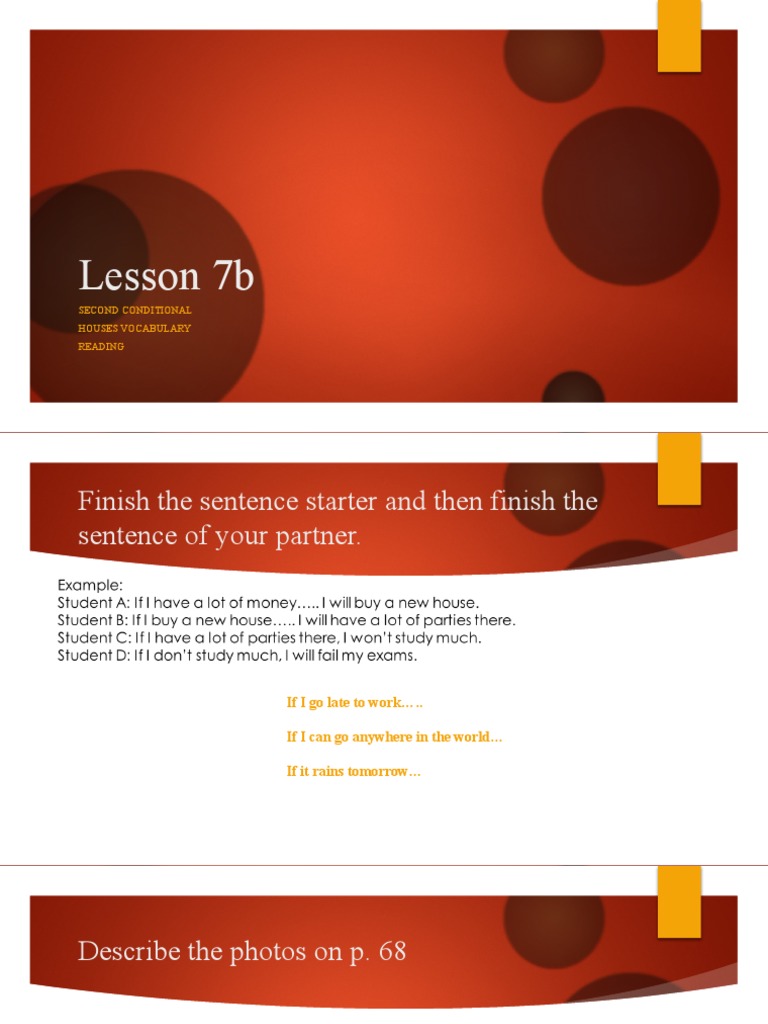 Lesson 7b: Second Conditional Houses Vocabulary Reading | PDF