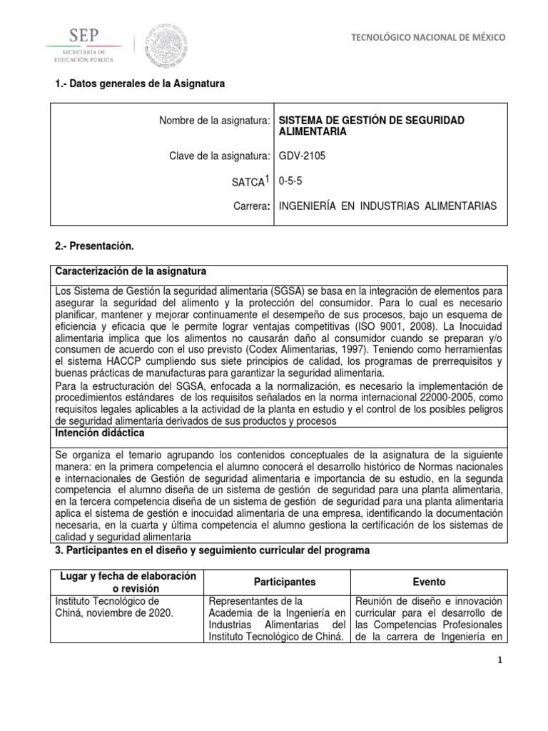 Sistema de Gestion de Seguridad Alimentaria | PDF | Análisis de Riesgo y Puntos Críticos de ...