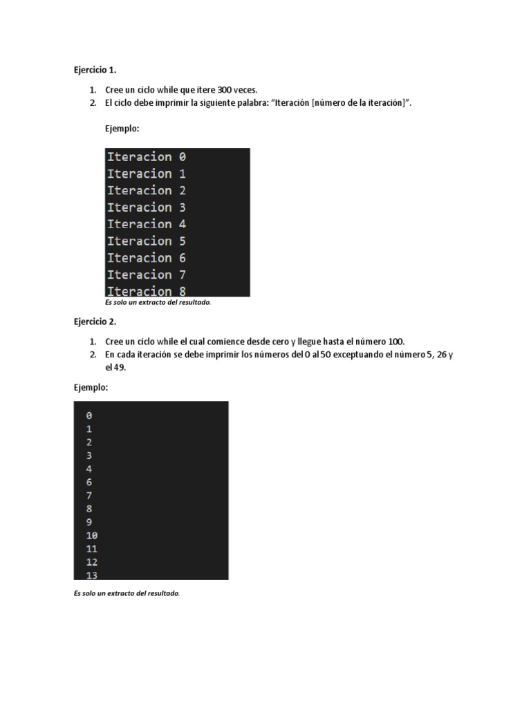 Ejercicios While | PDF