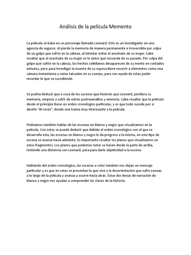 Análisis de la película Memento | PDF