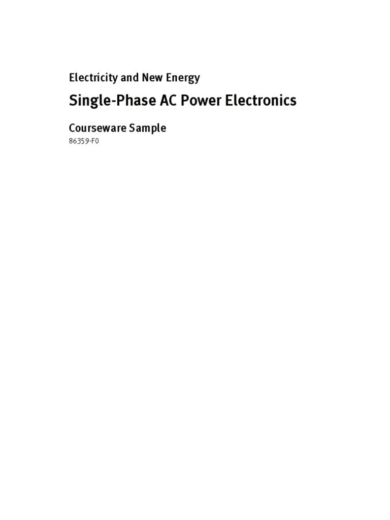 Single Phase AC Power Electronics Electricity And New Energy PDF