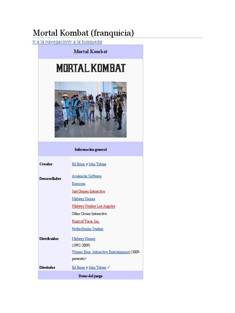 Mortal Kombat | PDF | Personajes creados | Videojuegos