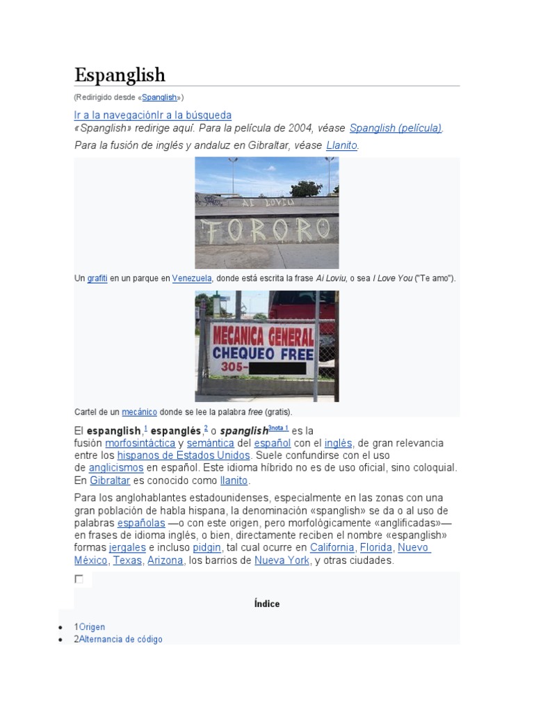 Spanglish | PDF | Lingüística | Sociolingüística