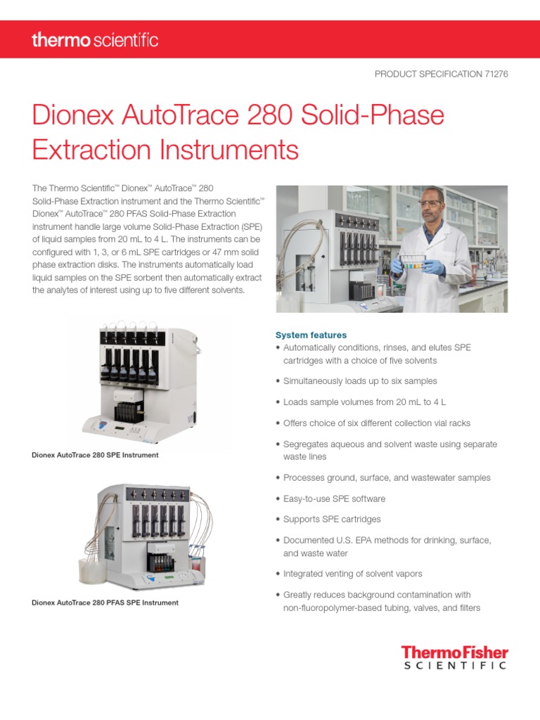 PS 71276 AutoTrace 280 Solid Phase Extraction Instrument PS71276 EN | PDF | Chemistry | Physical ...