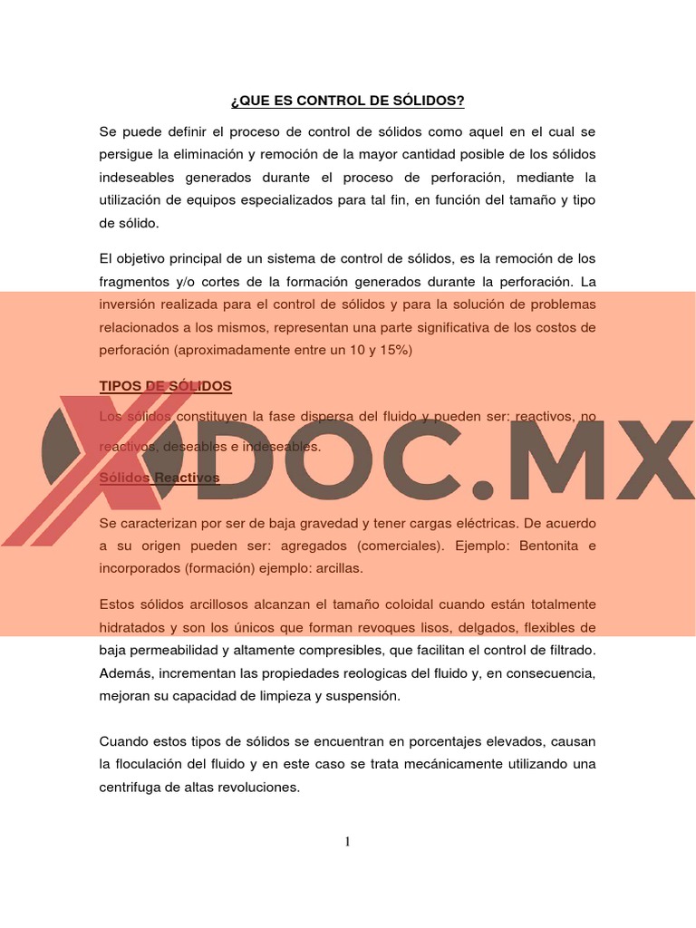 6.4 Control de Solidos | PDF | Perforación | Líquidos