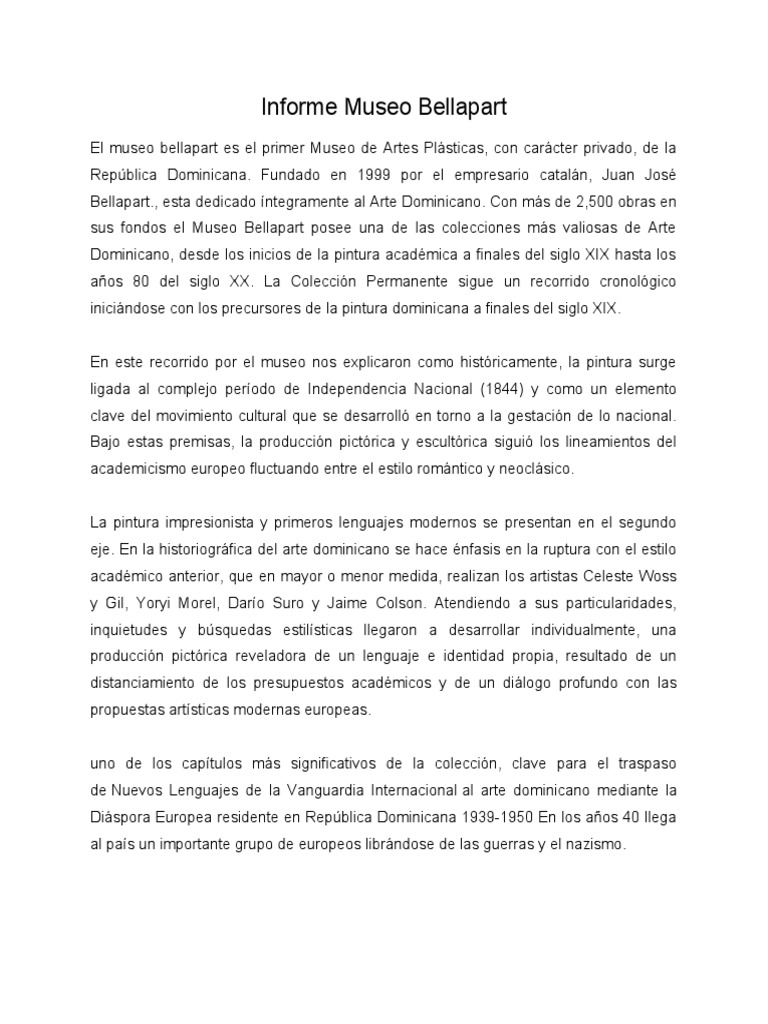 Informe Museo Bellapart | PDF | Museo | Pinturas