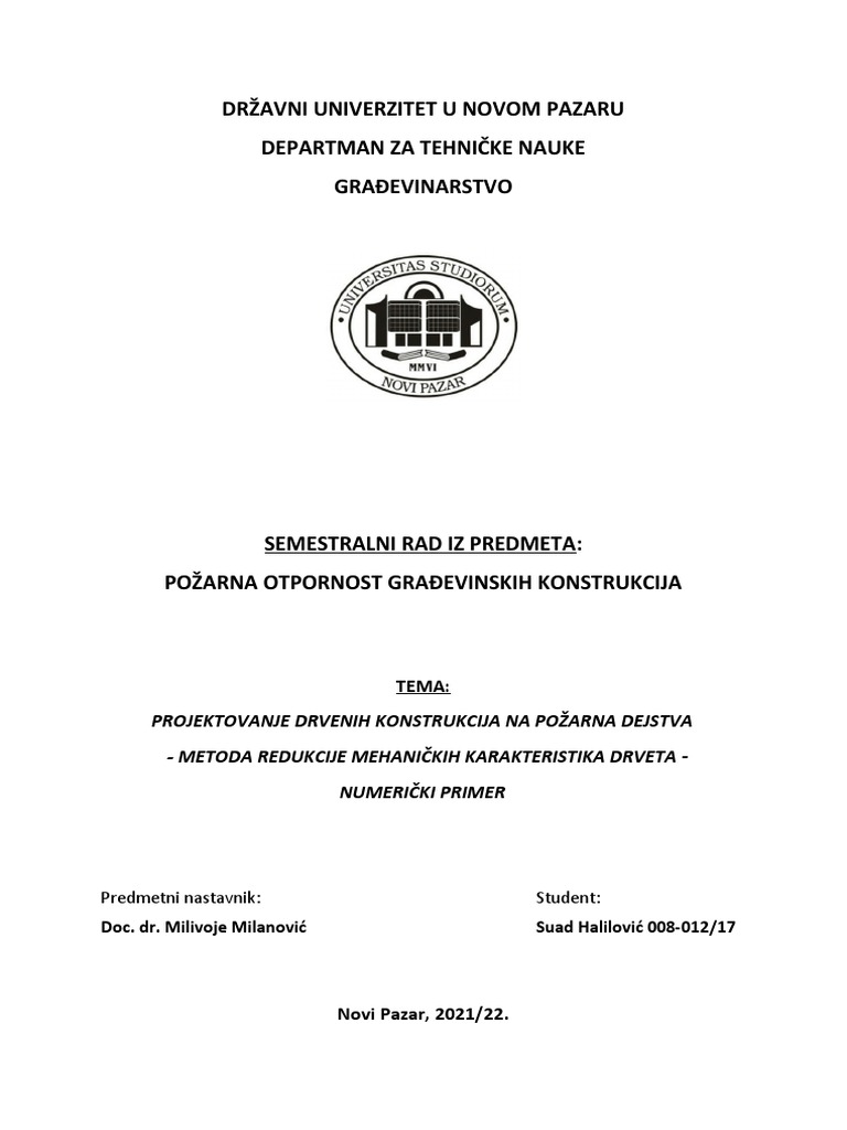 Požarna Otpornost - Suad Halilović | PDF