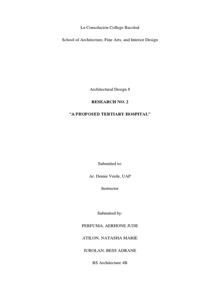 Design8 - Researchno2 Tertiary Hospital | PDF | Health Care | Medicine