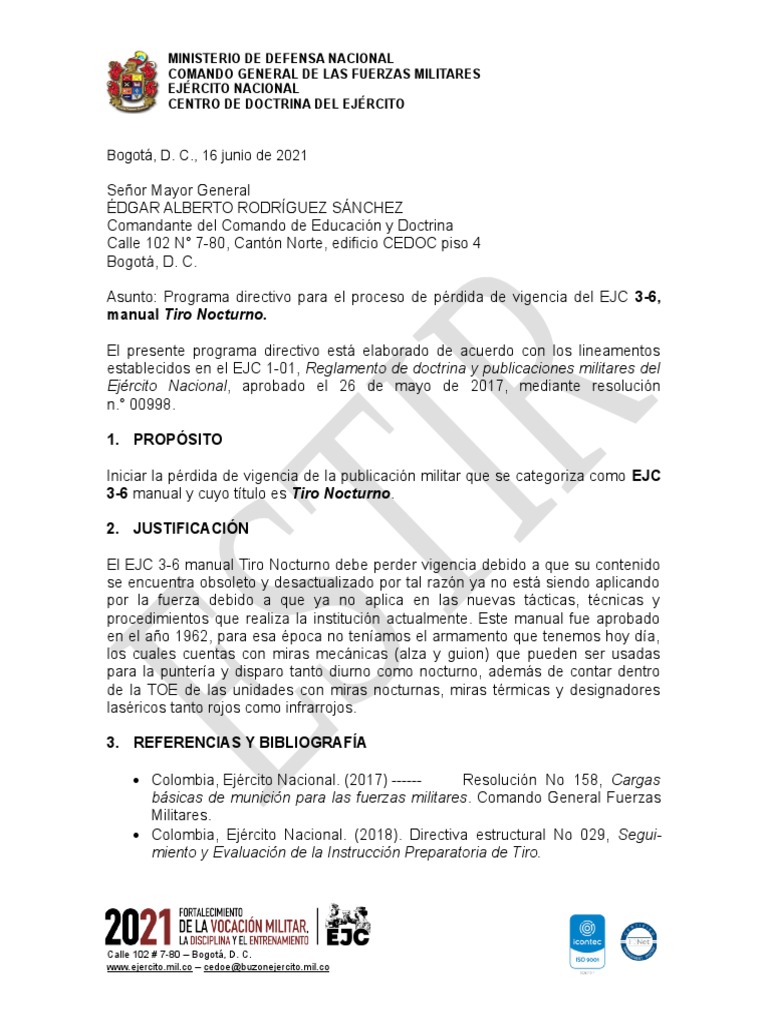 Programa Directivo Manual Ejc 3-6 | PDF | Militar
