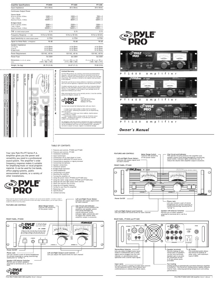 PT2000 | PDF | Loudspeaker | Amplifier