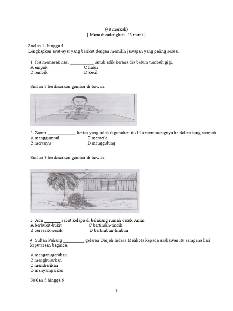 Soalan Exam f1 BM | PDF