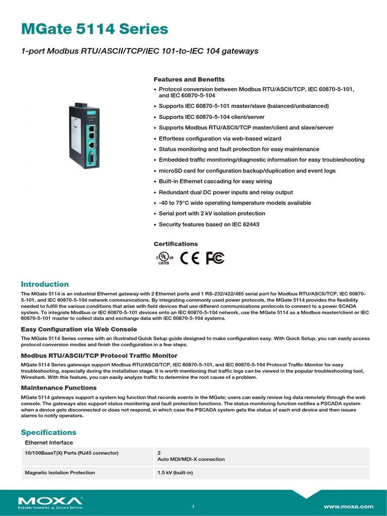 MGate 5114 Series Datasheet | PDF | Port (Computer Networking ...