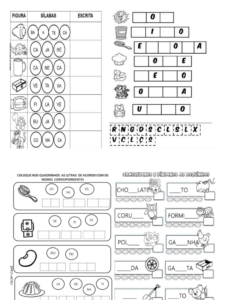 Atividades para Silábicos Com Valor Sonoro e Silábico Alfabético | PDF