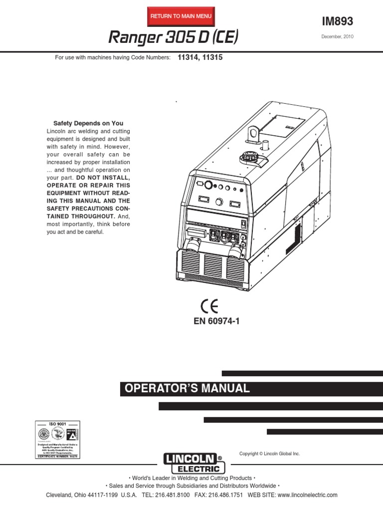 Lincoln Ranger 305d | PDF | Welding | Construction