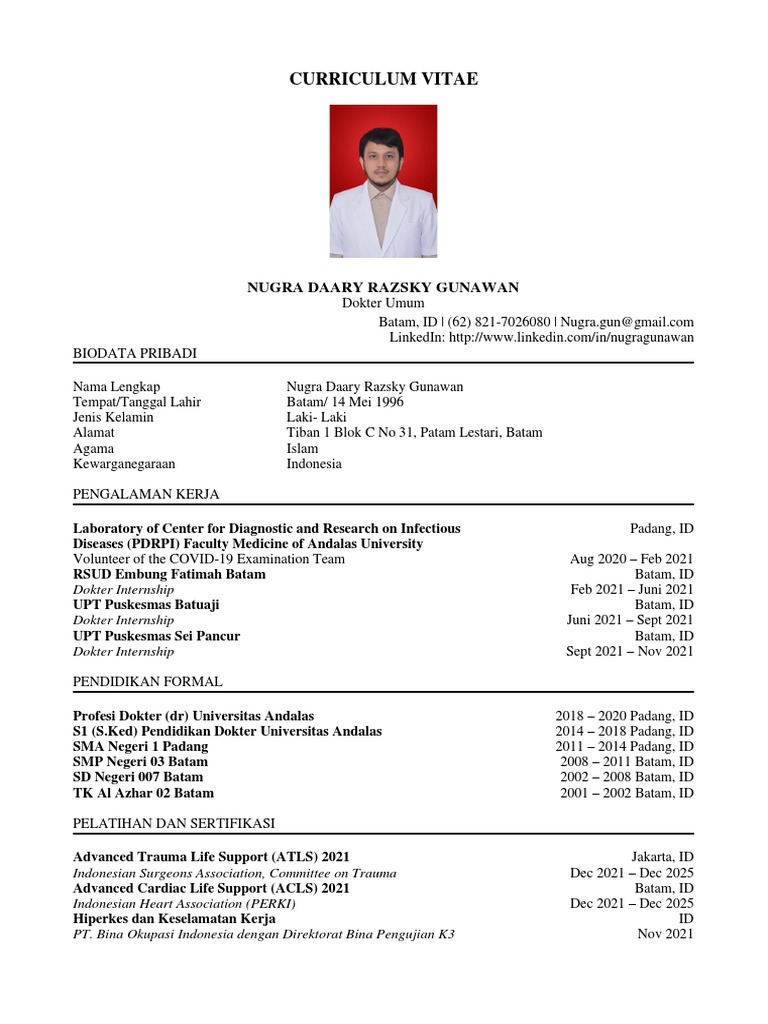CV Nugra Daary Razsky Gunawan 2021 Bahasa Indonesia | PDF | Sains ...