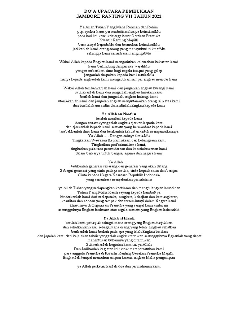 Do'a Pembukaan | PDF | Pengembangan Diri