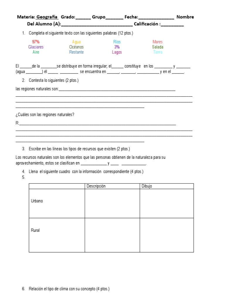 Examen de Geografia | PDF | Clima | Clima templado