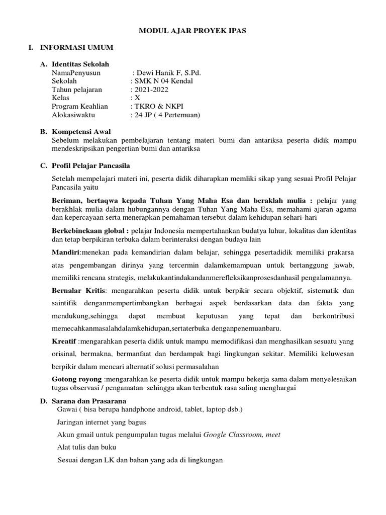 MODUL PROYEK IPAS Bab 4 - Compressed | PDF