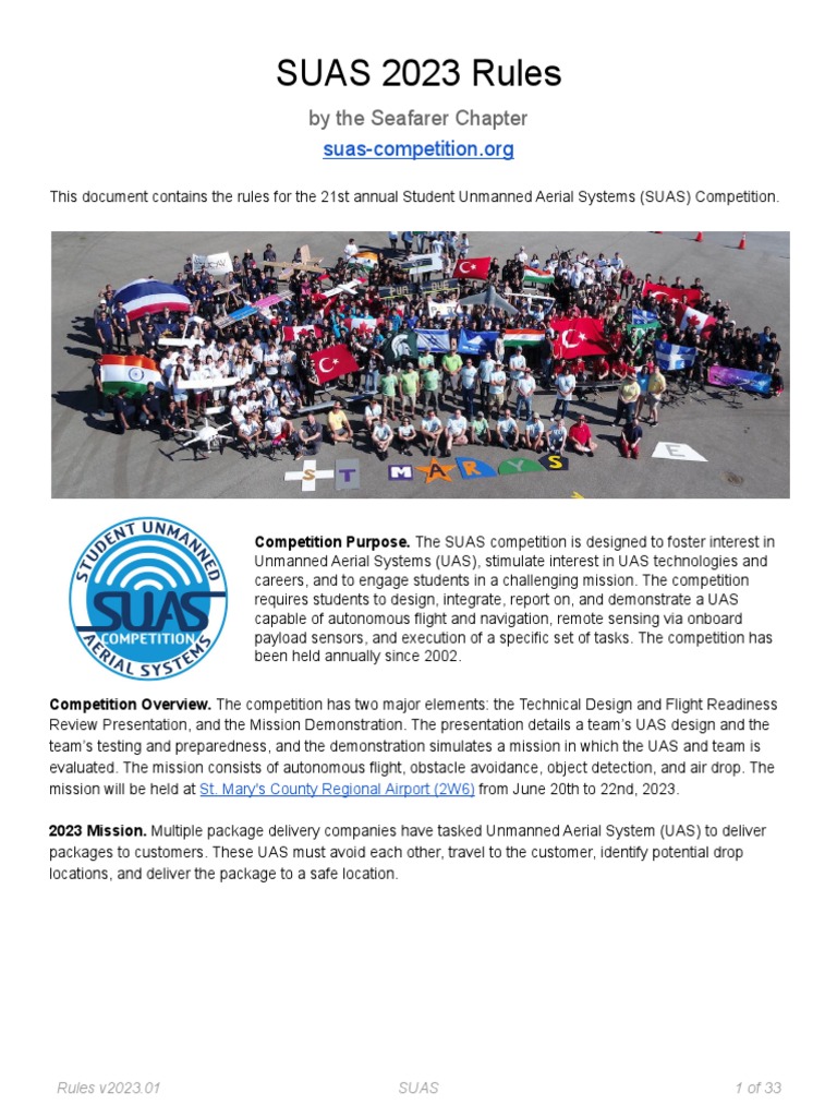 Suas 2023 Rules | PDF | Unmanned Aerial Vehicle | Takeoff