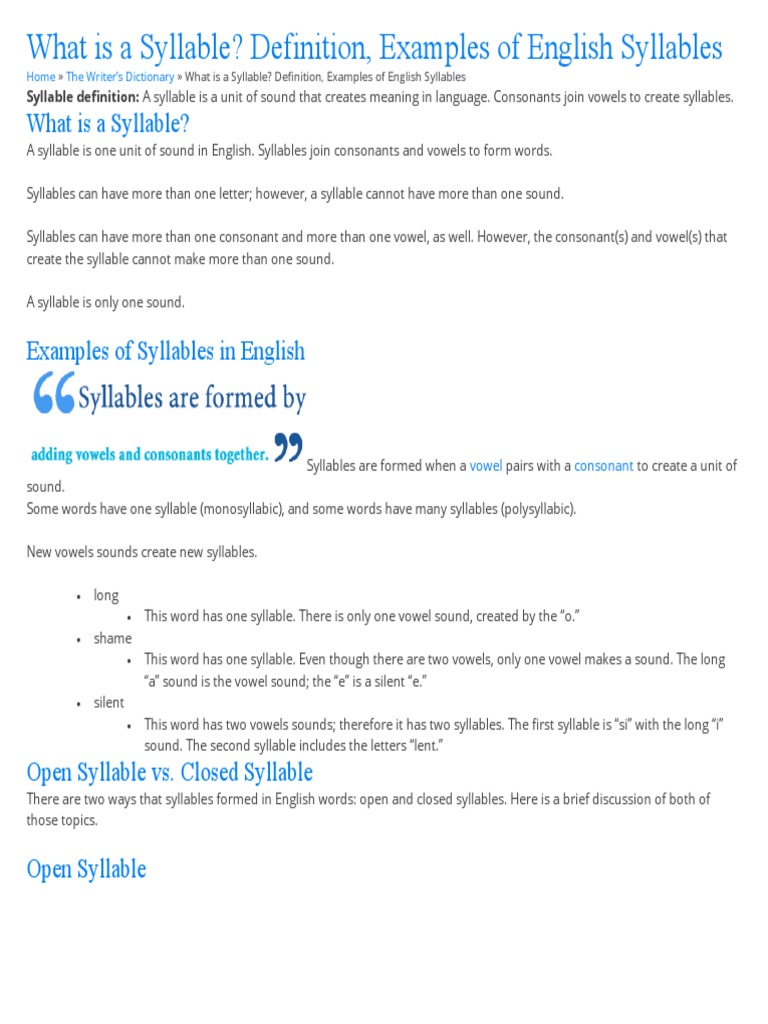 Understanding Syllables in English | PDF | Syllable | Vowel