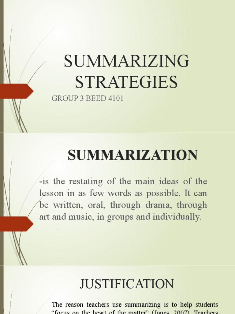 Summarizing Strategies: A Review of Effective Summarization Techniques for Student Learning ...