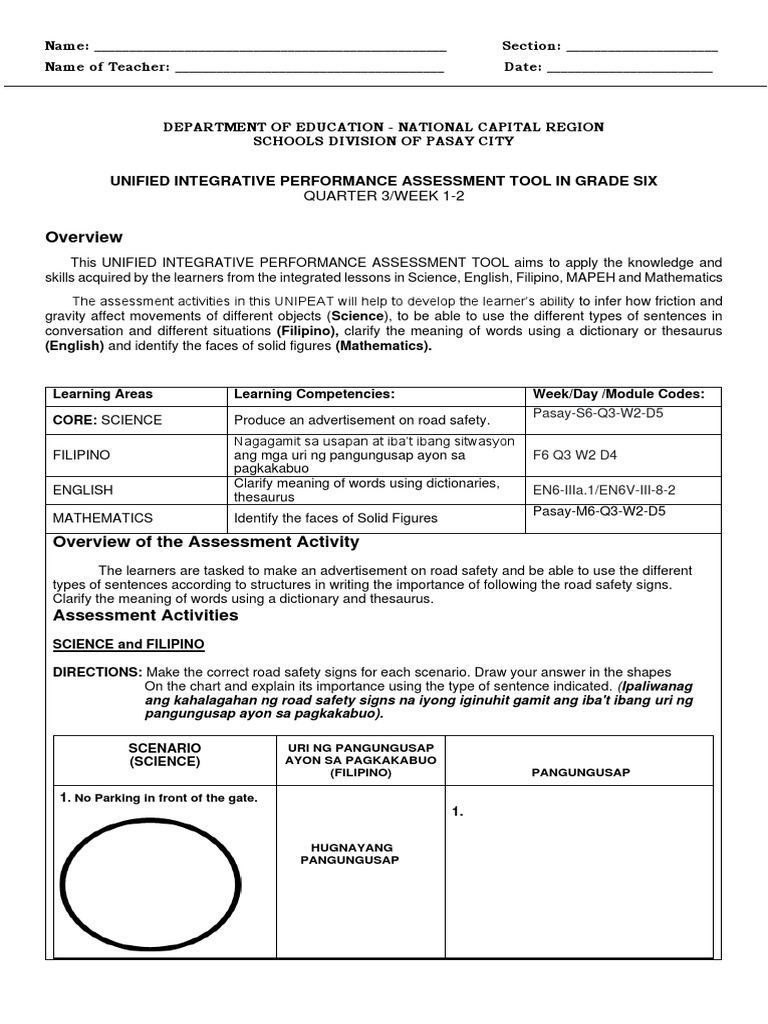 Grade 6 Performance Assessment | PDF | Rubric (Academic) | Learning