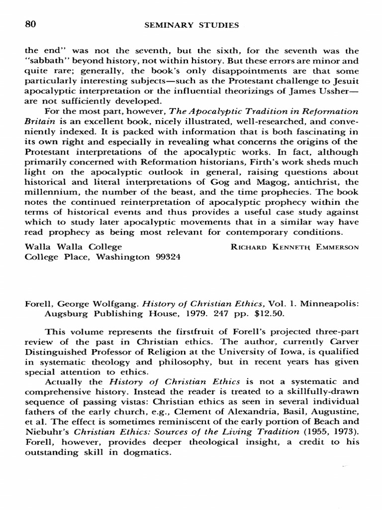 History of Christian Ethics (Reviee) - George Wolfgang Forell. | PDF ...