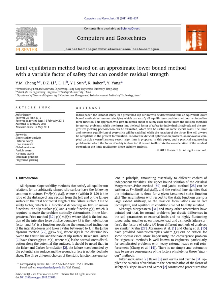 Limit Equilibrium Method Based On An Approximate Lower Bound Method With A Variable Factor of ...
