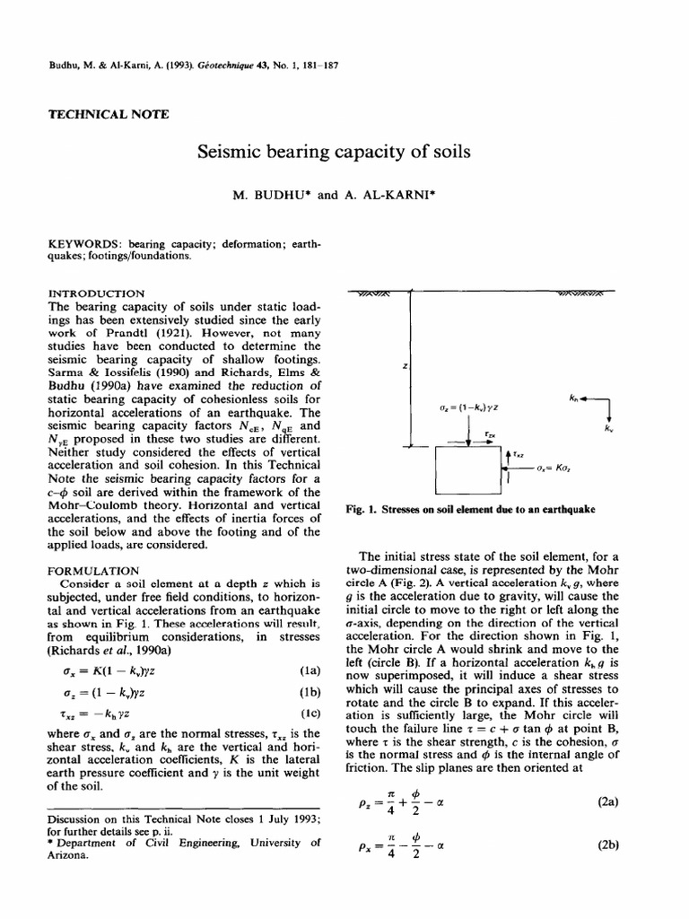 Seismic Bearing Capacity of Soils | PDF | Mechanics | Physical Quantities