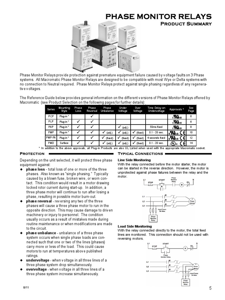 Data Sheet Phase Monitor Relays | PDF | Mains Electricity | Relay