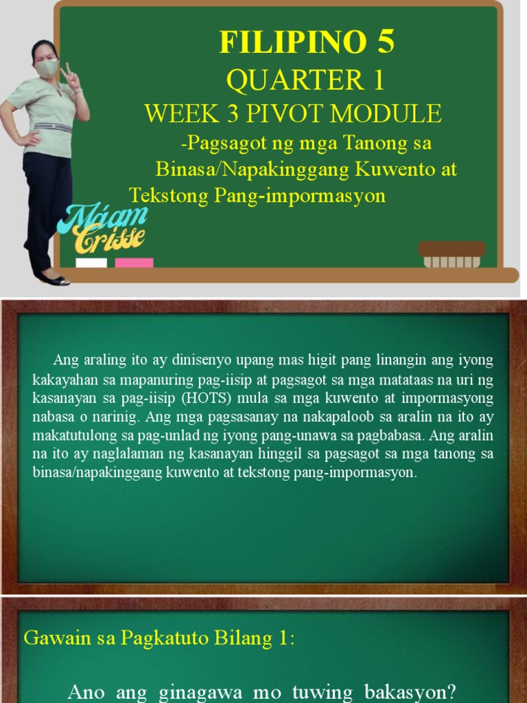 Filipino 5 Quarter 1 Week 3 | PDF Filipino 5 Quarter 1 Week 3 | PDF