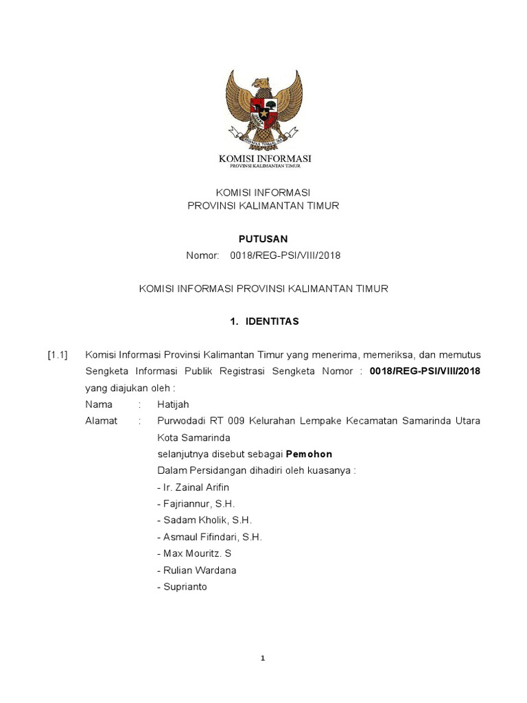 Salinan Putusan Hatijah DGN RS PKT-reg 0018-2018 | PDF