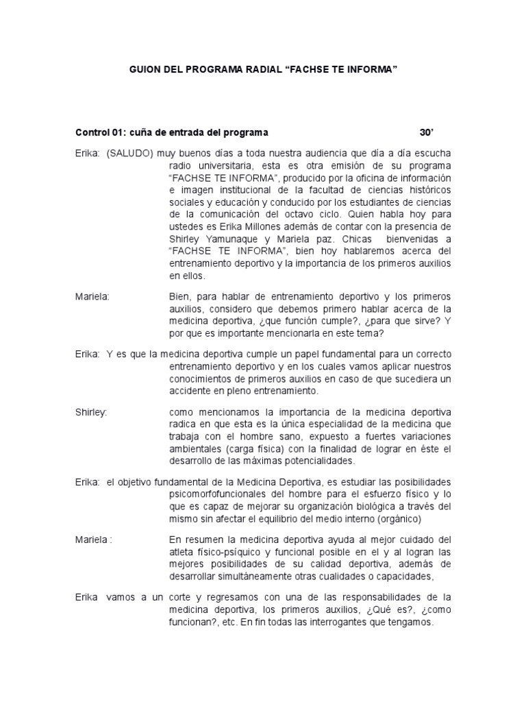 Guion Del Programa Radial | PDF | Músculo | Radio