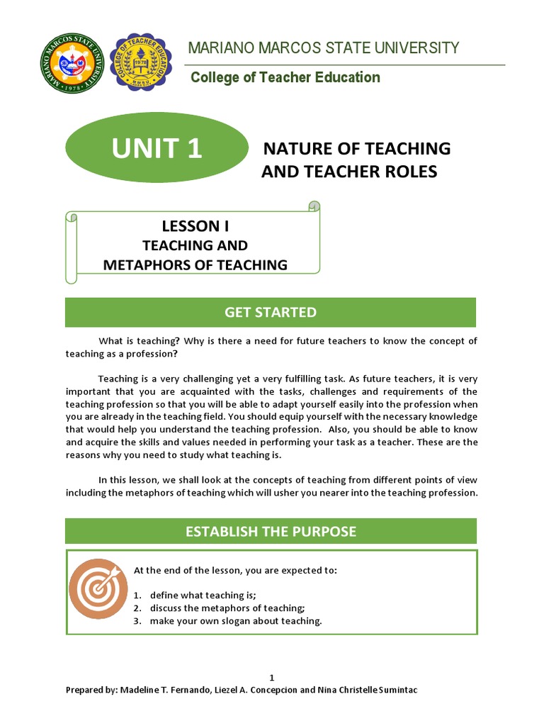 Module - Unit 1 | PDF | Teaching Method | Teachers