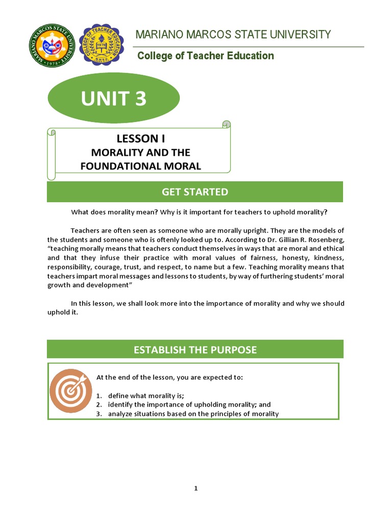 Module - Unit 3 | Download Free PDF | Morality | Teaching Method