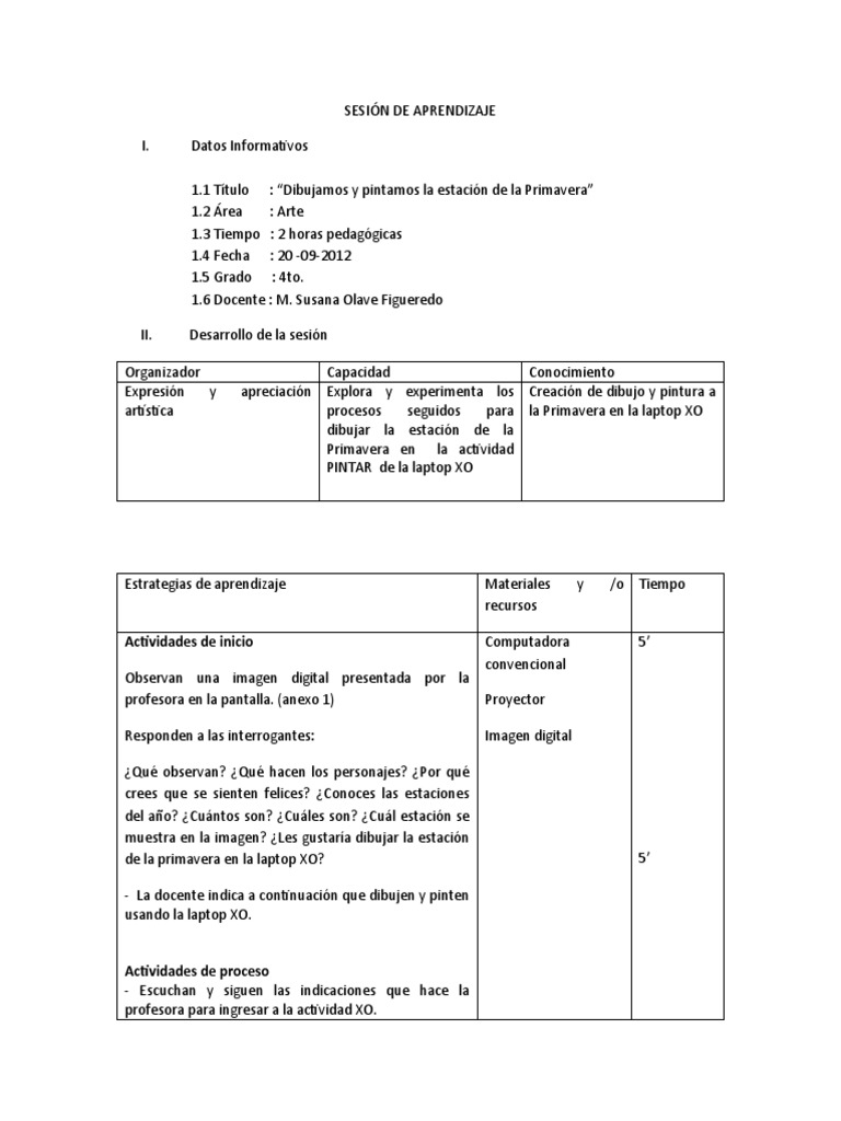 Sesion Pintar La Primavera | PDF | Dibujo | Ciencia cognitiva