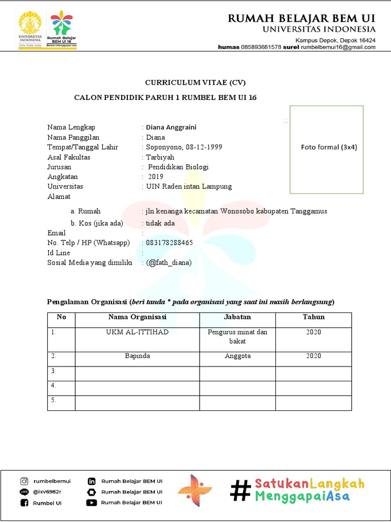 CV Pendidik Diana | PDF | Karier & Perkembangan | Kesehatan Holistik