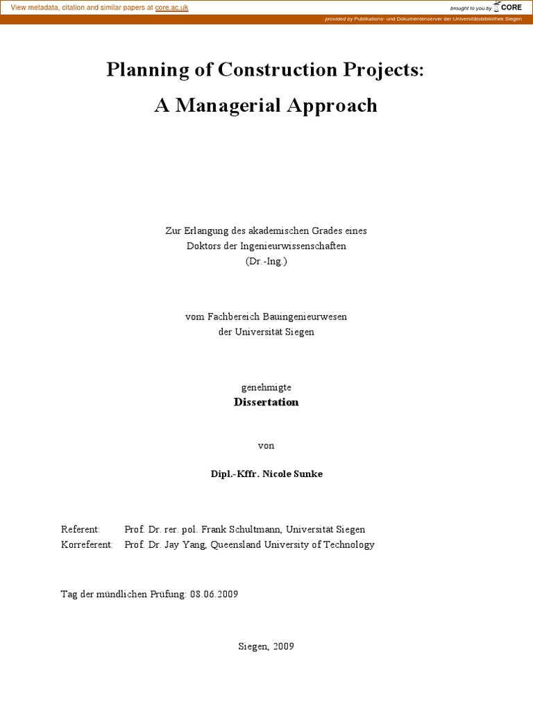 Planning of Construction Projects | PDF