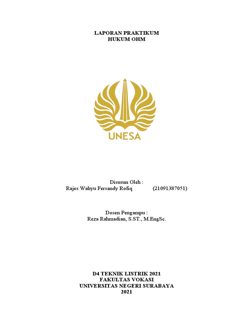 Laporan Praktek Hukum Ohm RL DC - 051 - Rajes Wahyu F R | PDF