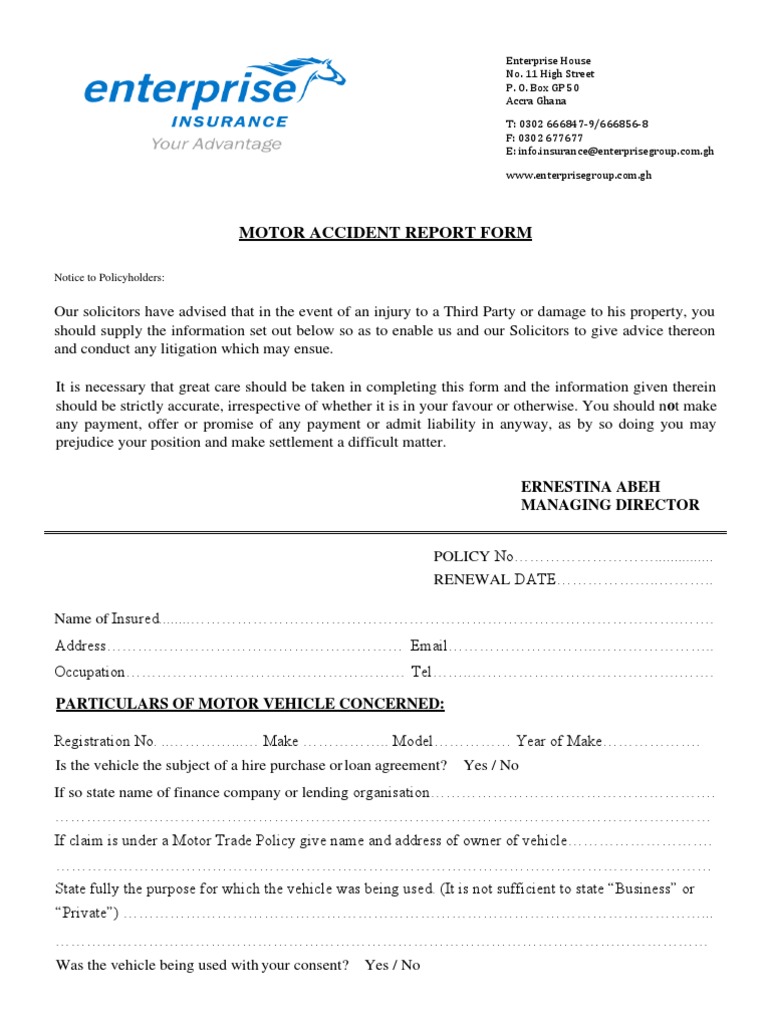 Accident Report Form-Updated | PDF | Insurance | Justice