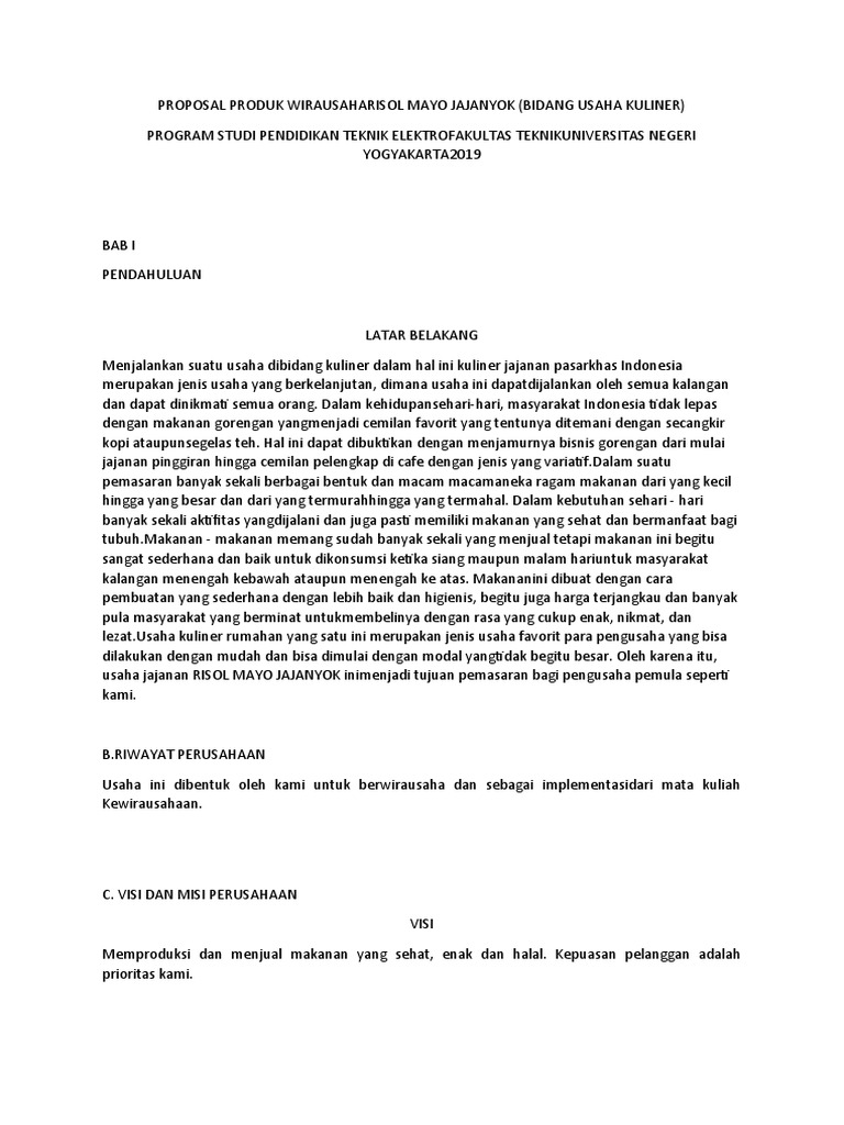 Proposal Bisnis Risol Mayo | PDF