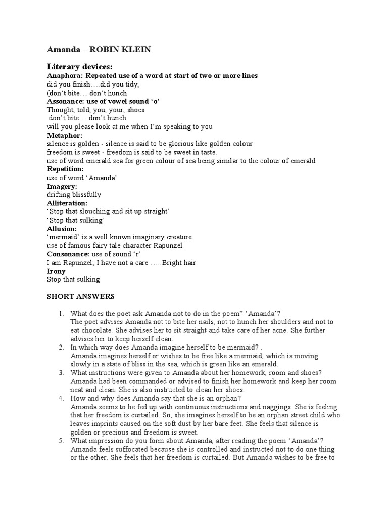 Amanda | PDF | Poetry