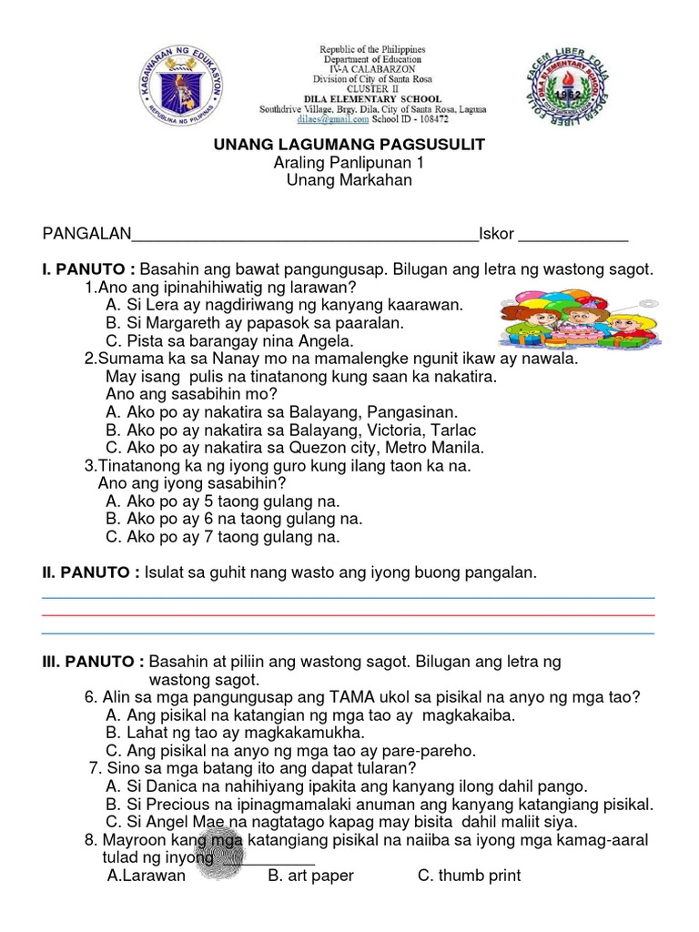 Araling Panlipunan Summative Test Q1 | PDF Araling Panlipunan Summative Test Q1 | PDF