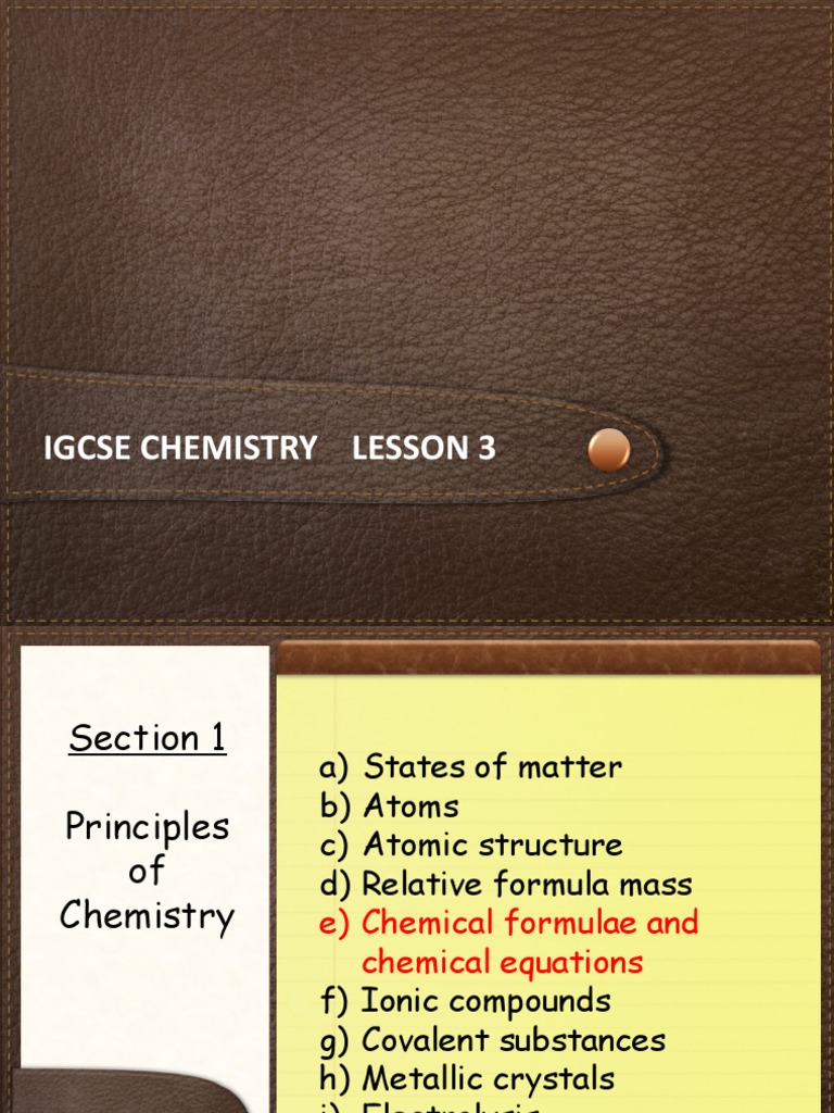 IGCSE Chemistry Section 1 Lesson 3 | PDF | Chemistry | Molecules