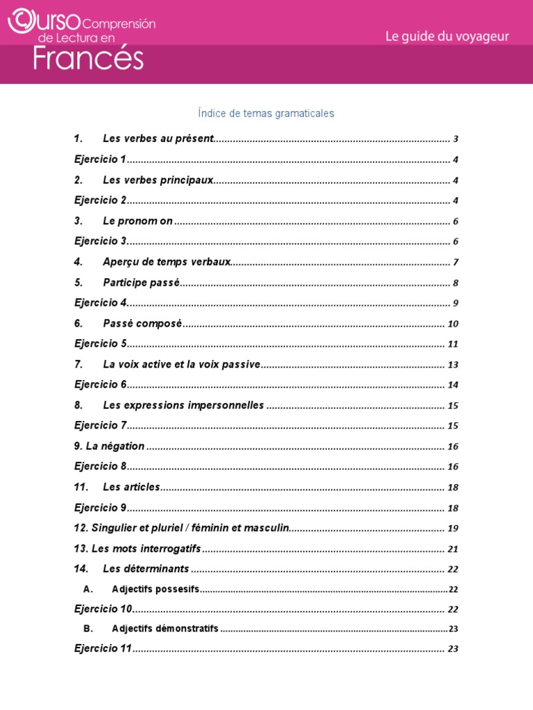 Conjugacion De Verbos Frances Pdf Objeto Gramática Verbo