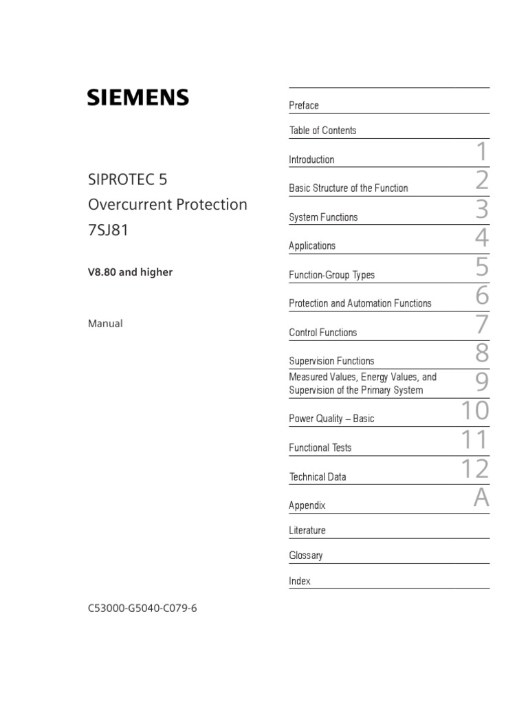 SIP5 7SJ81 V08.80 Manual C079-6 en | PDF | Information | Electrical Network