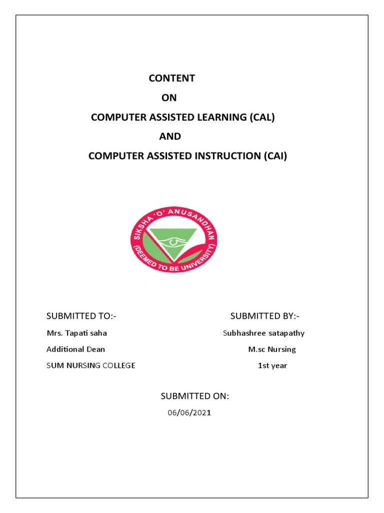 Content of Cai&cal | PDF | Educational Technology | Learning
