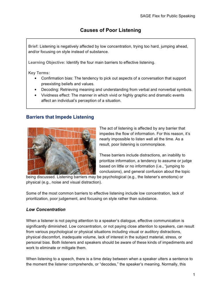 Causes of Poor Listening | PDF | Attention | Communication
