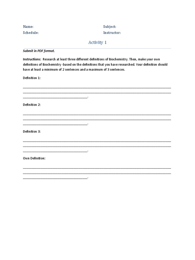 Introduction To Biochemistry - Activity 1 Meaning To Biochemistry ...