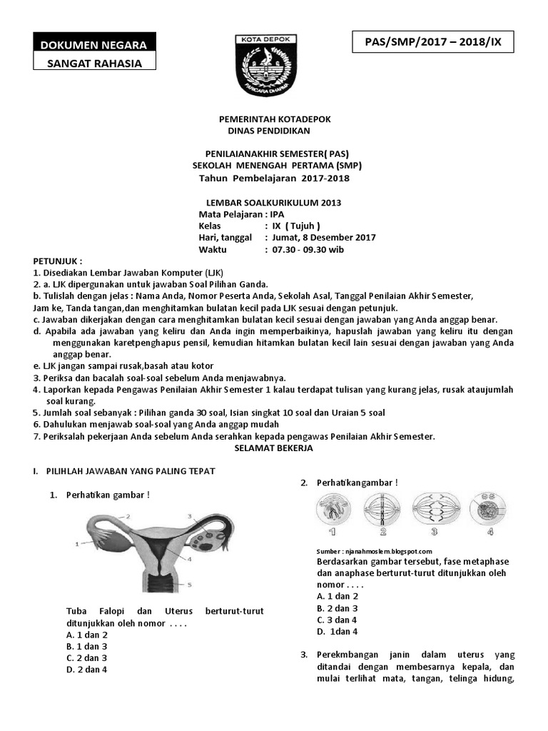 Soal Pas Ipa 9 2013 | PDF